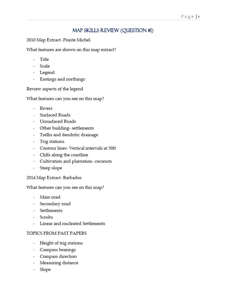 Csec Geography - Map Skills Review | PDF | Map | Earth Sciences