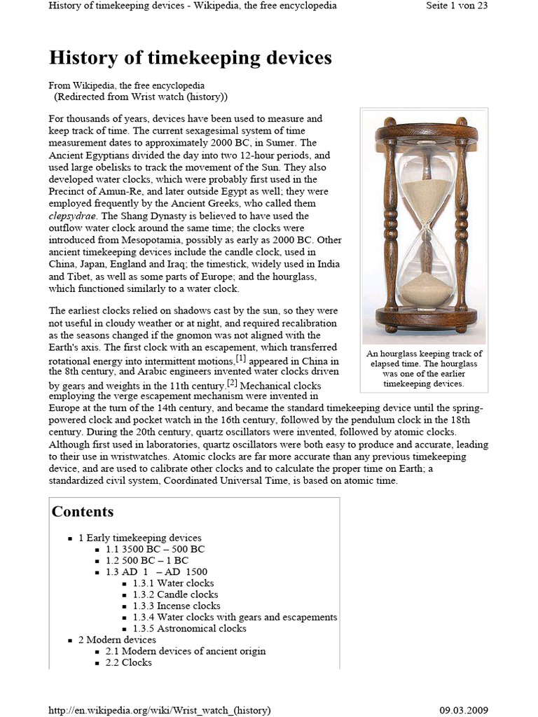 History of Timekeeping Devices | PDF | Clock | Horology