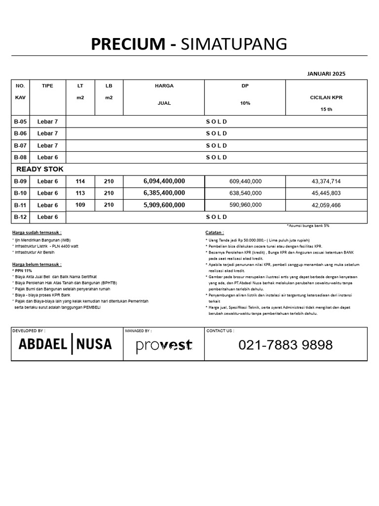 PRICELIST Precium (SIMATUPANG) - Januari 2025 | PDF