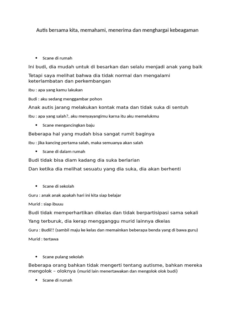Memahami Autisme: Kisah Budi dan Ibu | PDF