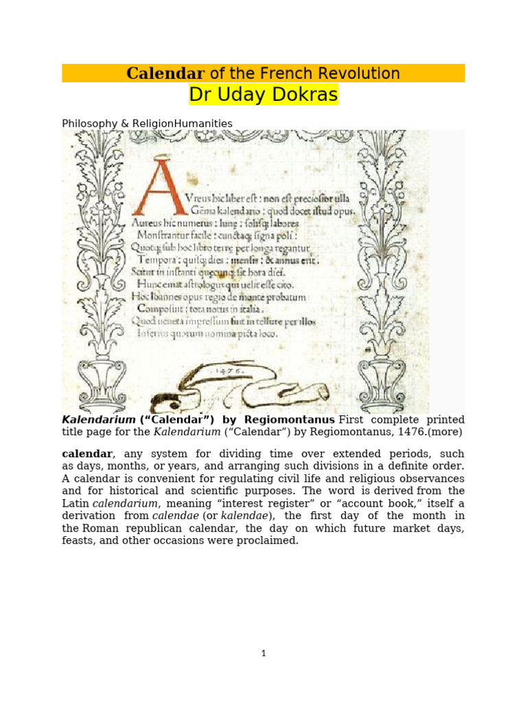 Calendar of The French Revolution | PDF | Hour | Calendar