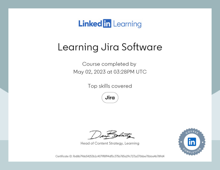 CertificateOfCompletion - Learning Jira Software | PDF