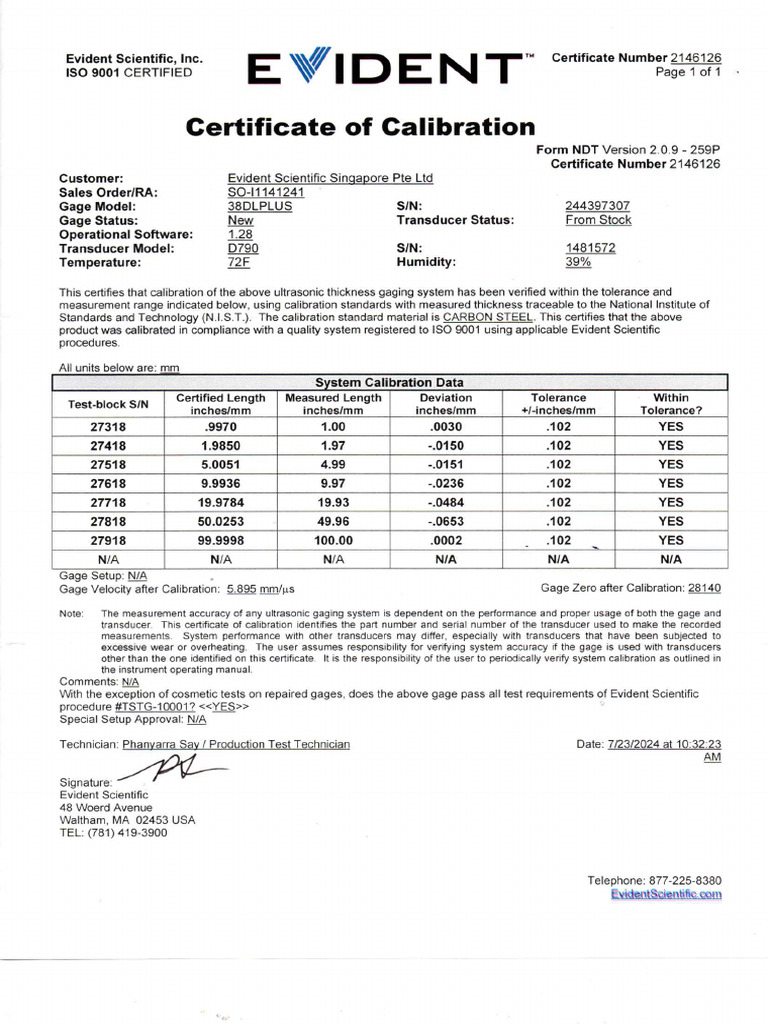 2024-UT THICKNESS 38DL SN 244397307 (EXP 22 JULY 2025) | PDF