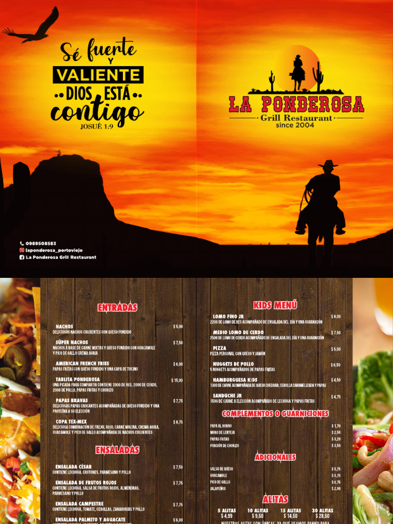 La Ponderosa Menu | PDF