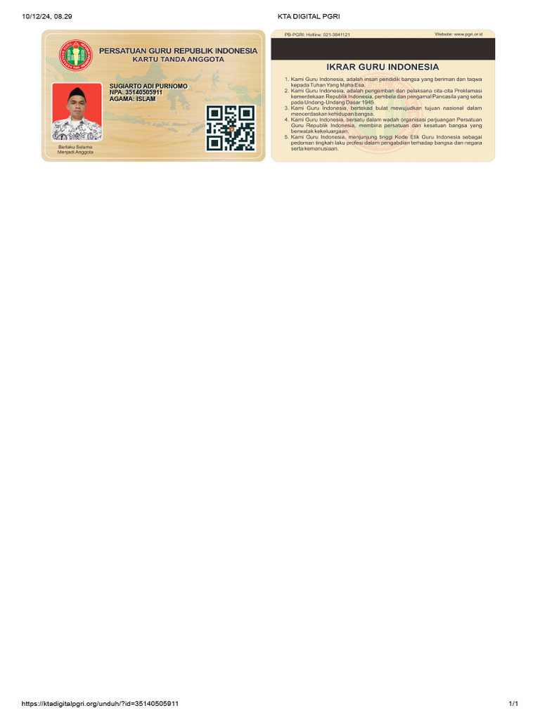 KTA DIGITAL PGRI SUGIK | PDF