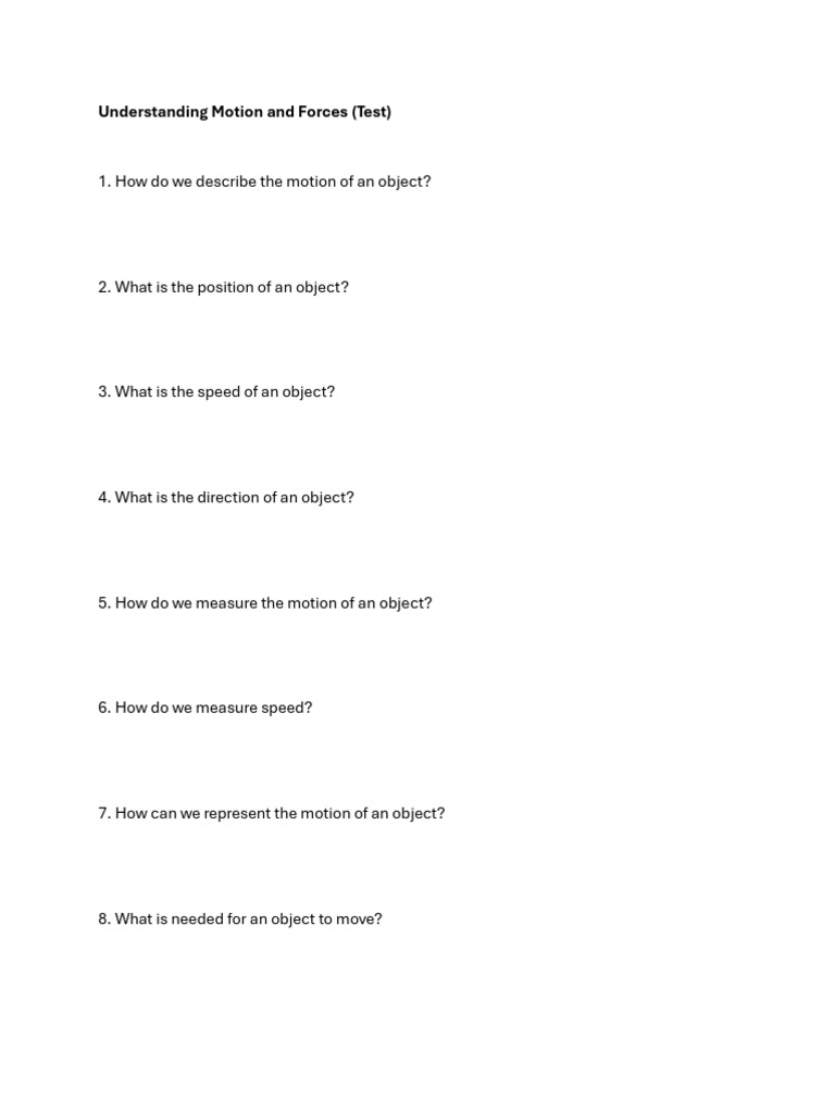 Science Review (Force and Motion 4th) | PDF