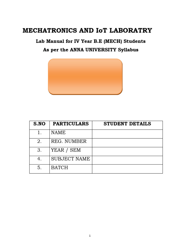 Mechatronics and IoT Lab Manual | PDF | Electric Motor | Arduino