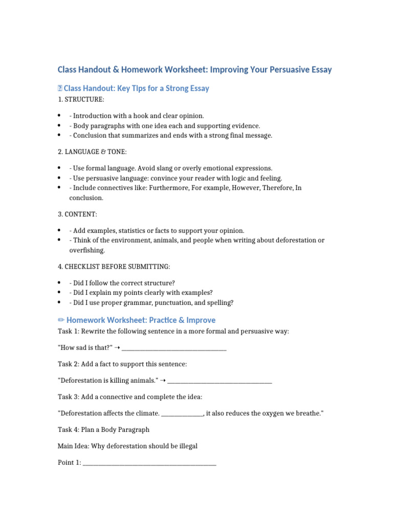 Persuasive Essay Improvement Guide | PDF