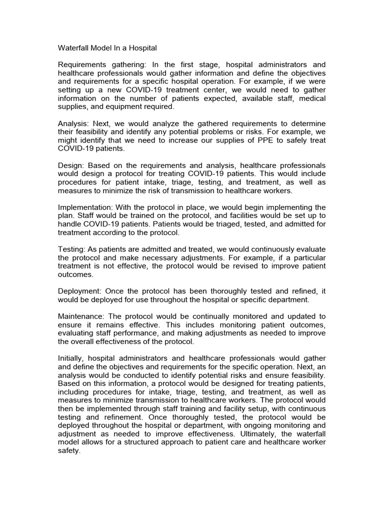 Waterfall Model In a Hospital | PDF | Health Care | Patient