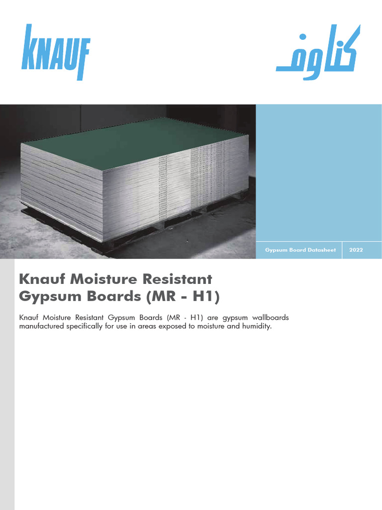 Knauf-Moisture-resistant-MR-H1 | PDF | Drywall | Building Engineering