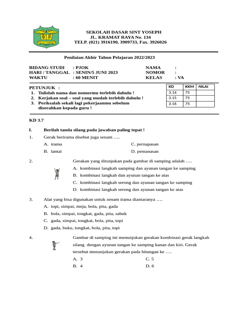 SOAL PAT PJOK KELAS5 2023 REV | PDF