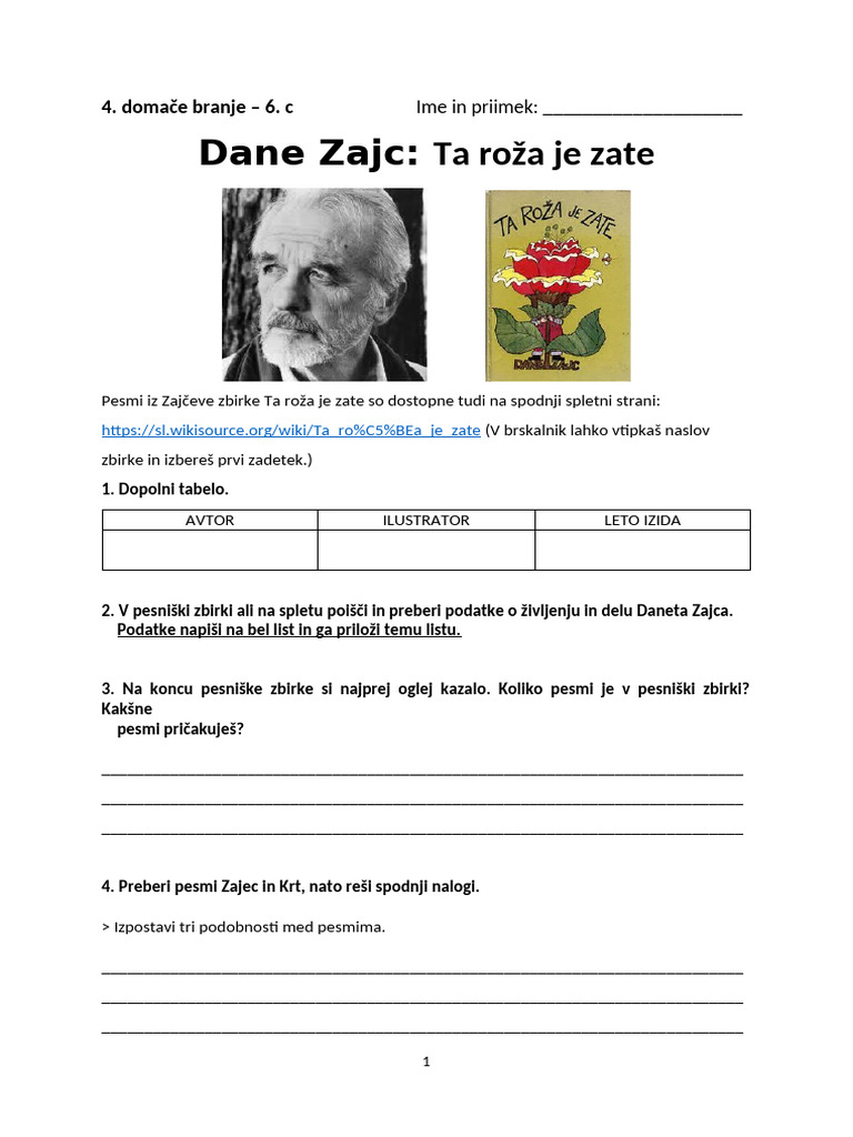 DB Ta Roža Je Zate | PDF