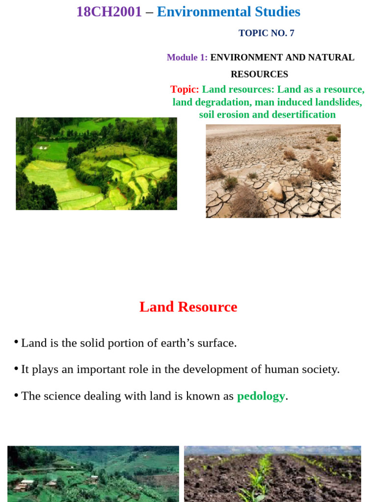 18CH2001 Lecture 7 Land Resources | PDF | Soil | Landslide