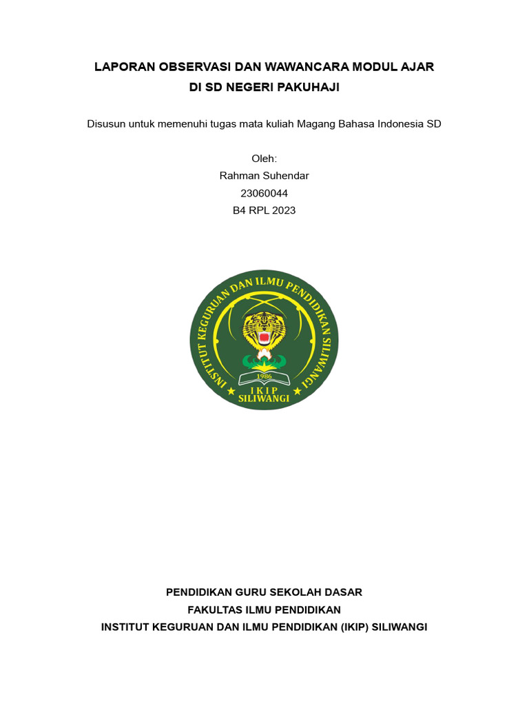 LAPORAN OBSERVASI DAN WAWANCARA Rahman Suhendar 23060044 | PDF