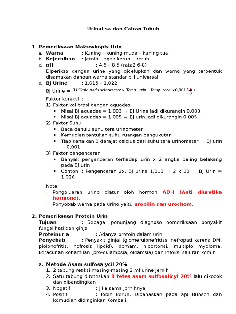 Panduan Urinalisa dan Pemeriksaan Cairan Tubuh | PDF