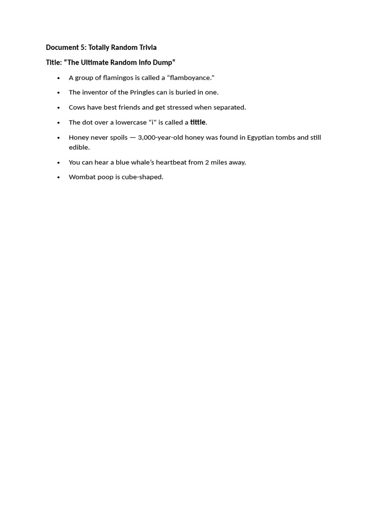 Fun Facts and Random Trivia | PDF