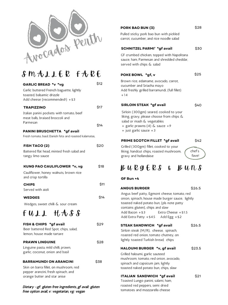 Avocados-LunchDinner-Menu-Summer2425 | PDF | Salad | Hamburgers