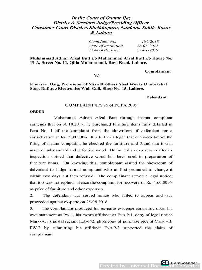 Muhammd Adnan Afzal Jut Vs Khurram Baig | PDF