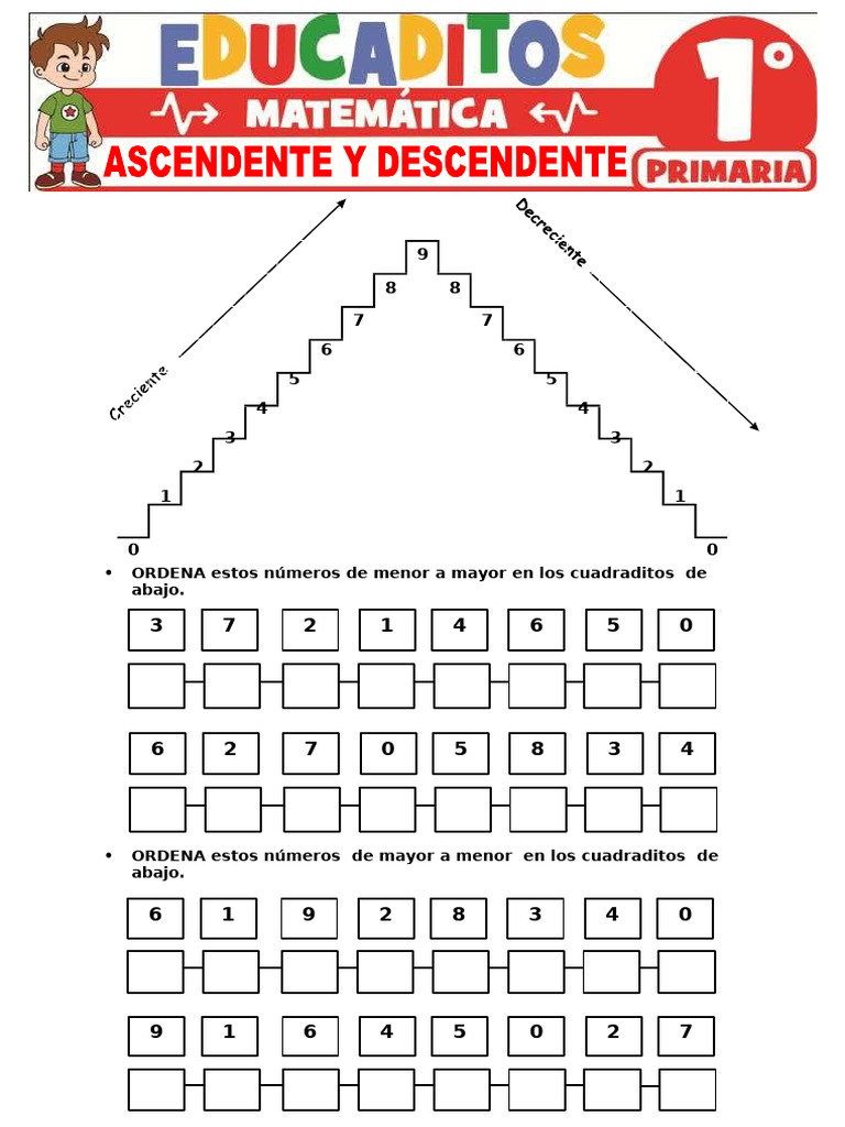 Ascendente y Descendente para Primer Grado de Primaria | PDF