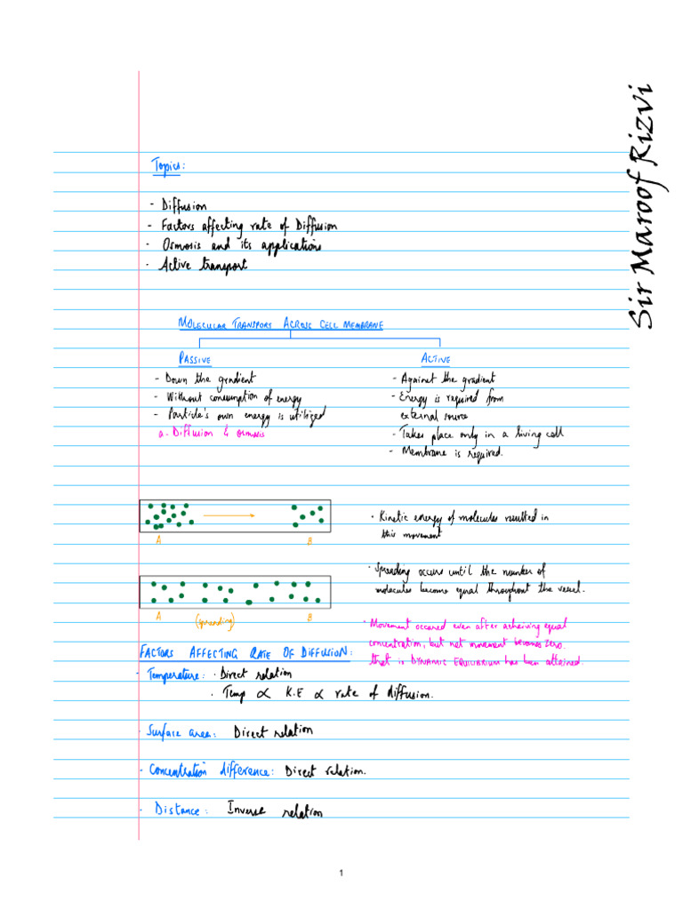 Lec Ch.3 Movements Into and Out of The Cells | PDF