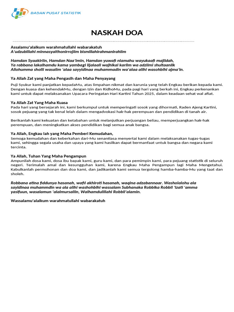 Naskah Doa Hari Kartini | PDF