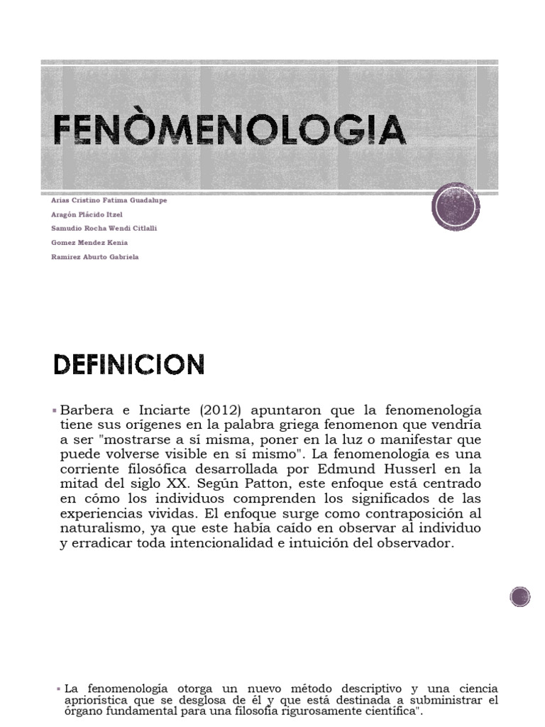 FENOMENOLOGIA | PDF | Fenomenología (filosofía) | Pedagogía