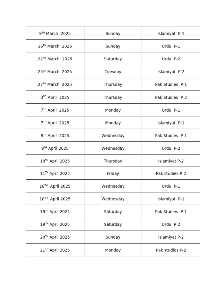 Mocks Timetable | PDF