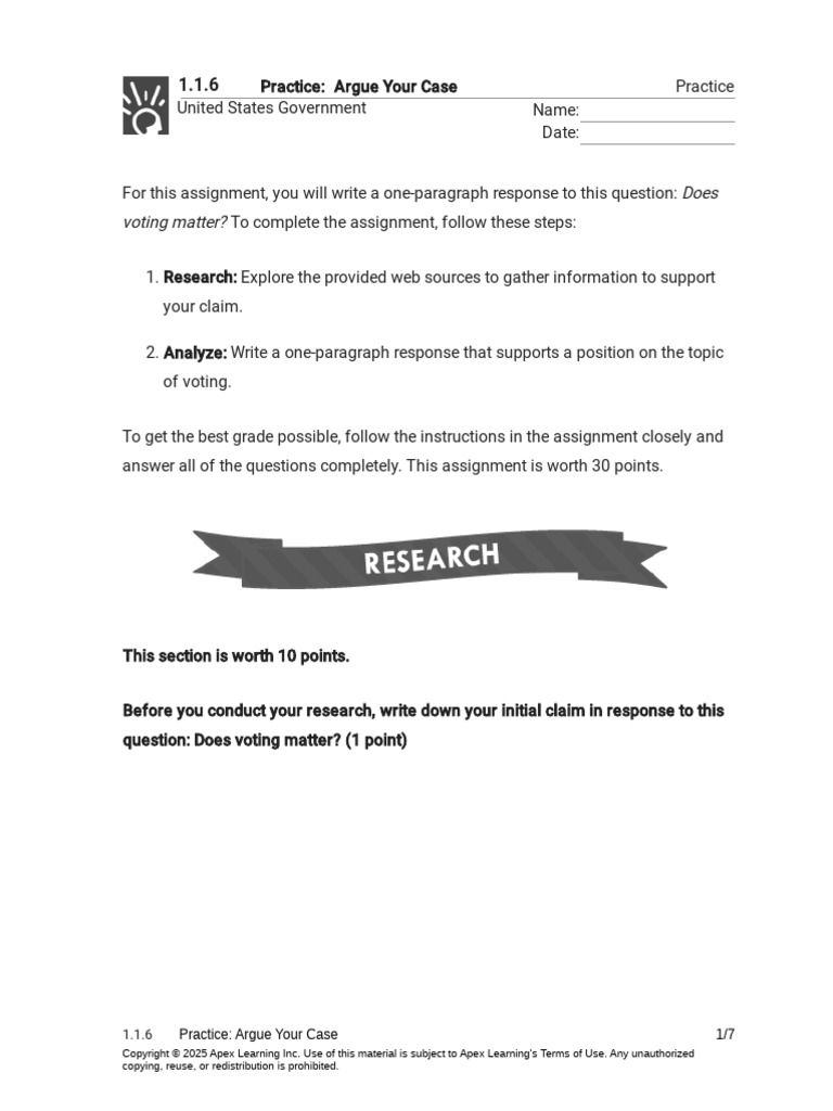 1.1.6 Practice - Argue Your Case (Practice) | PDF | Copyright