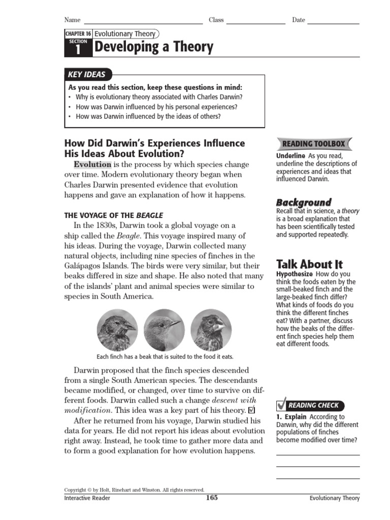 Evolution 1 Developing A Theory | PDF | Charles Darwin | Evolution