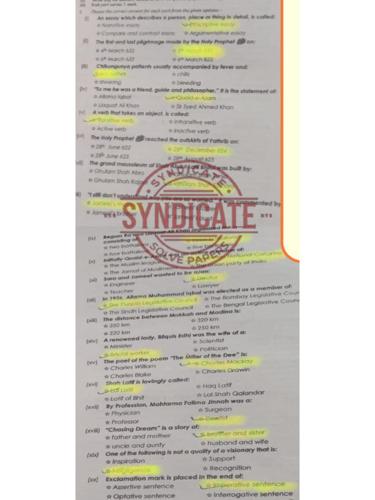 Ix English A1 Solved by Syndicate | PDF