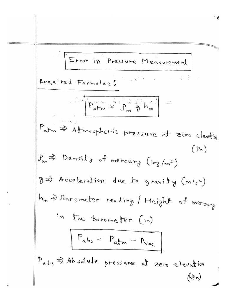Error in Pressure Measurement | PDF