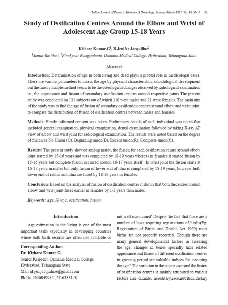 Study of Ossification Centres Around The Elbow and | PDF | Elbow ...
