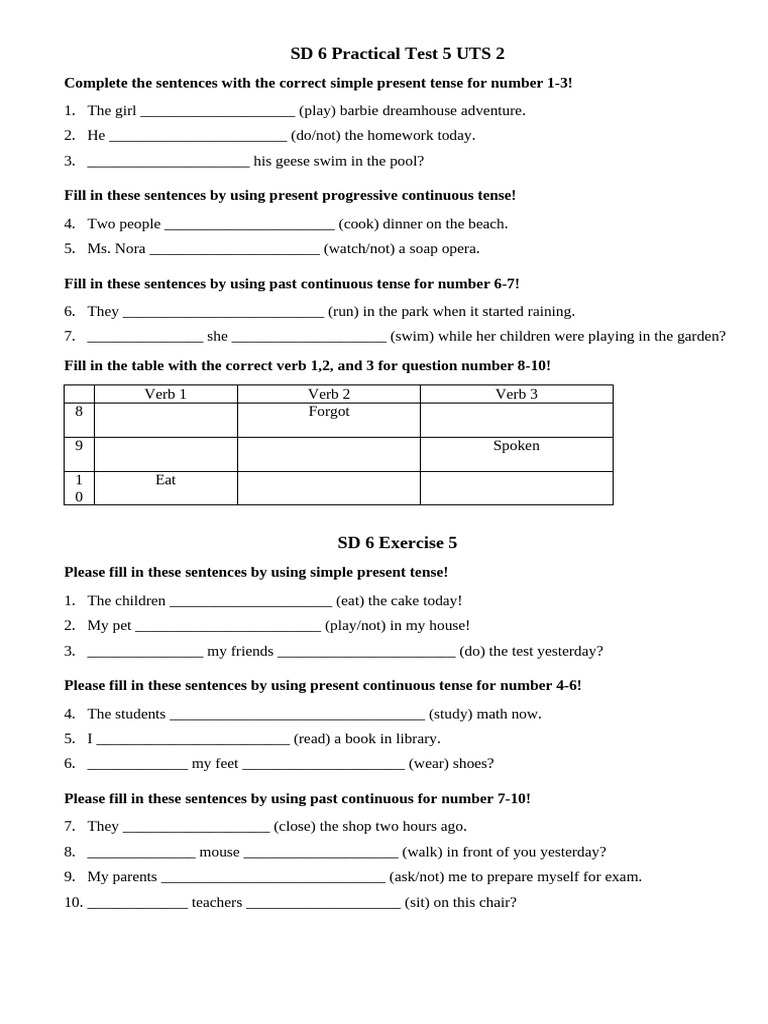Practical Test 5 SD 6 UTS 2 | PDF