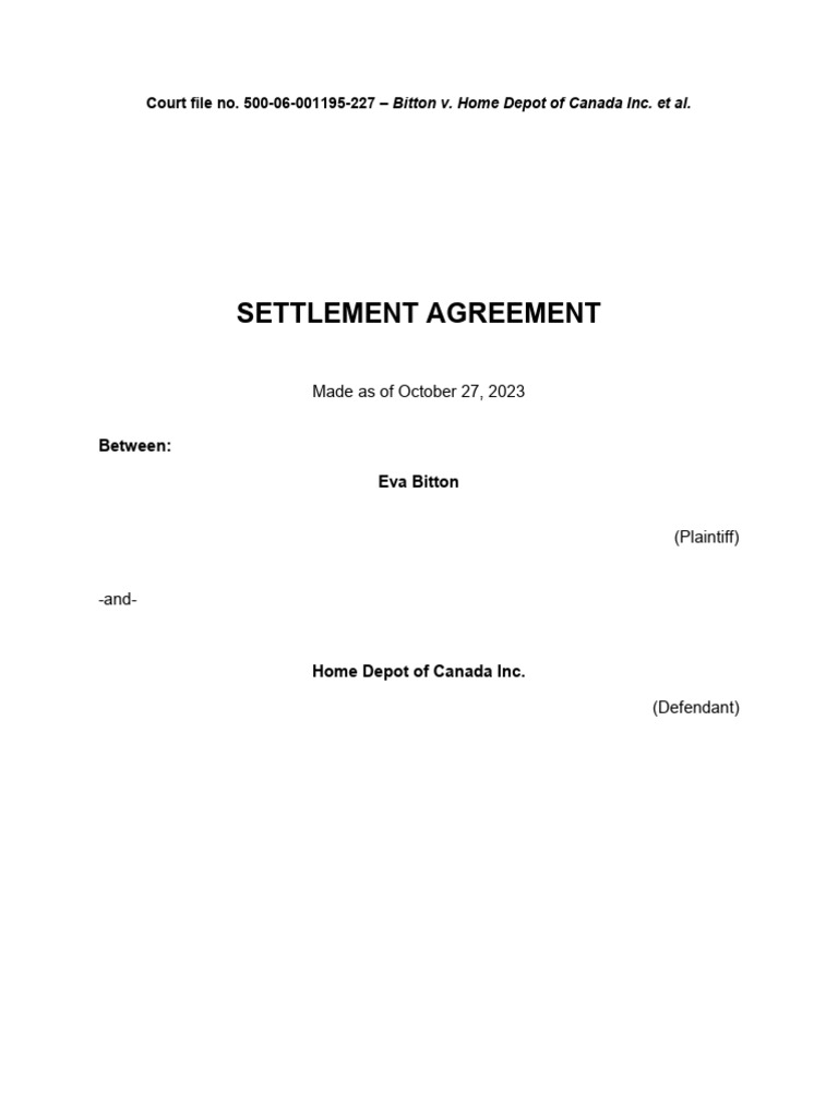 2023 10 27 Settlement Agreement Home Depot and Schedules Exhibit R 1 ...