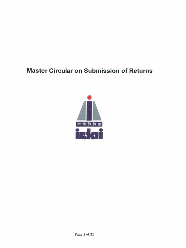 IRDAI Master Circular on Returns 2024 | PDF | Reinsurance | Insurance