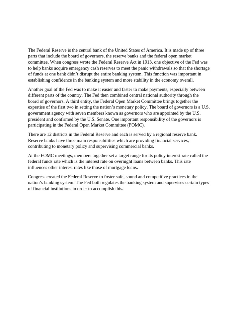 Overview of the Federal Reserve System | PDF