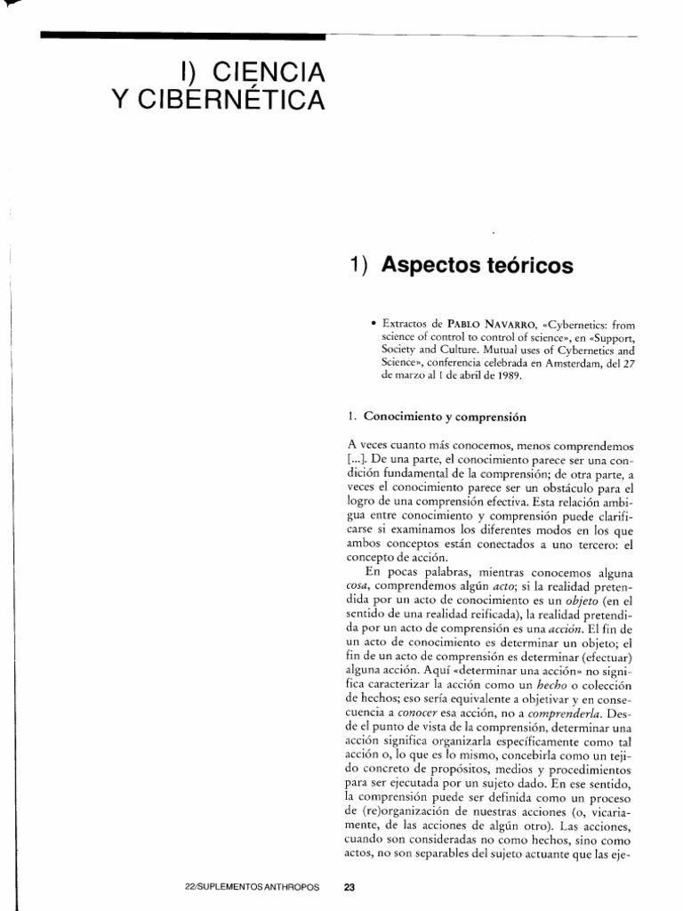 Pablo Navarro - Ciencia y Cibernetica | PDF