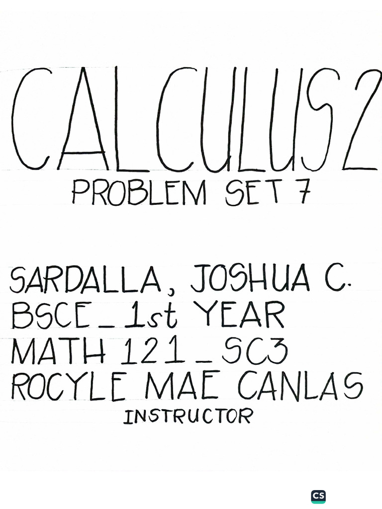 CAL-2_PROBLEM-SET-7 | PDF