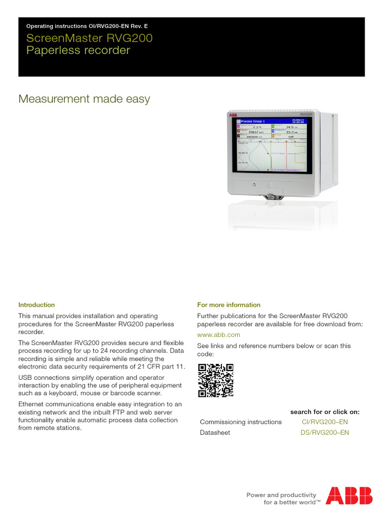 Abb RVG200 Paperless Recorder | PDF | Thermocouple | Safety