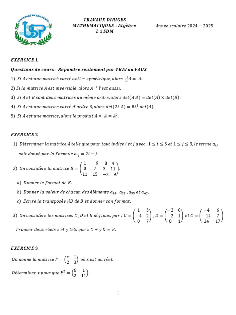 TD Algebre - 2025 | PDF