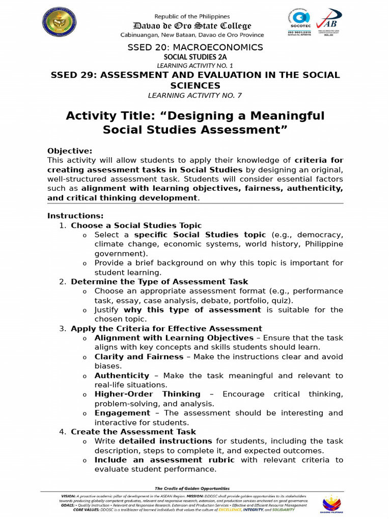 SSED 29 - Learning Activity No. 7 | PDF | Educational Assessment | Learning