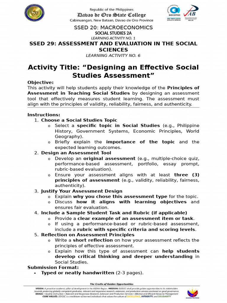 SSED 29 - Learning Activity No. 6 | PDF | Educational Assessment | Cognition
