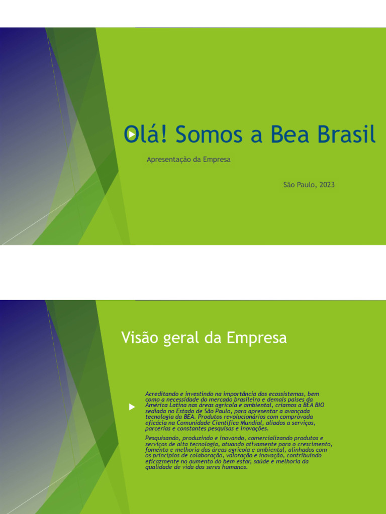 Bea Brasil: Inovação em Agricultura e Meio Ambiente | PDF