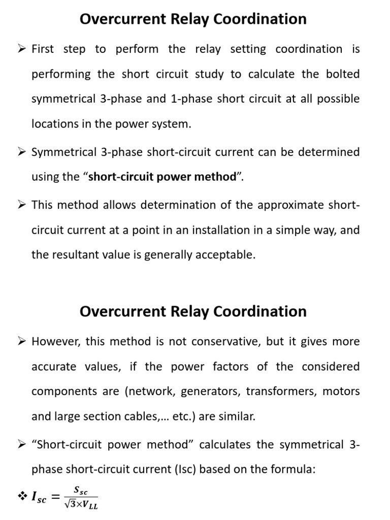 Overcurrent Relay Coordination: Short-Circuit Power Method | PDF | Electrical Impedance ...