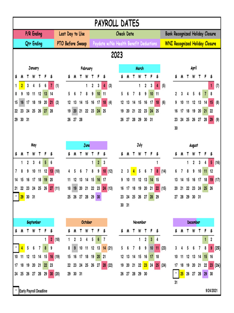 Payroll Calendar 2023 Overview | PDF | Expense | Payroll