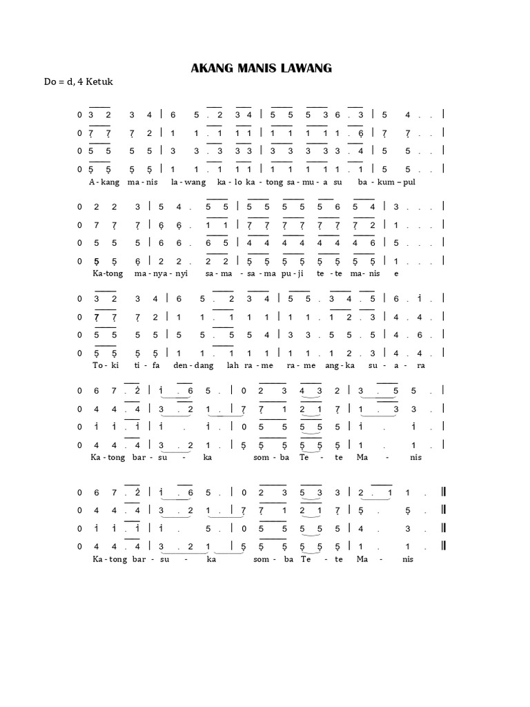 Lirik Akang Manis Lawang | PDF