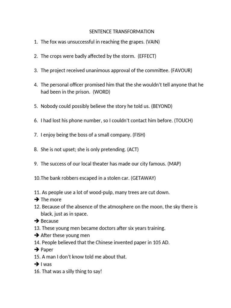 Sentence Transformation | PDF