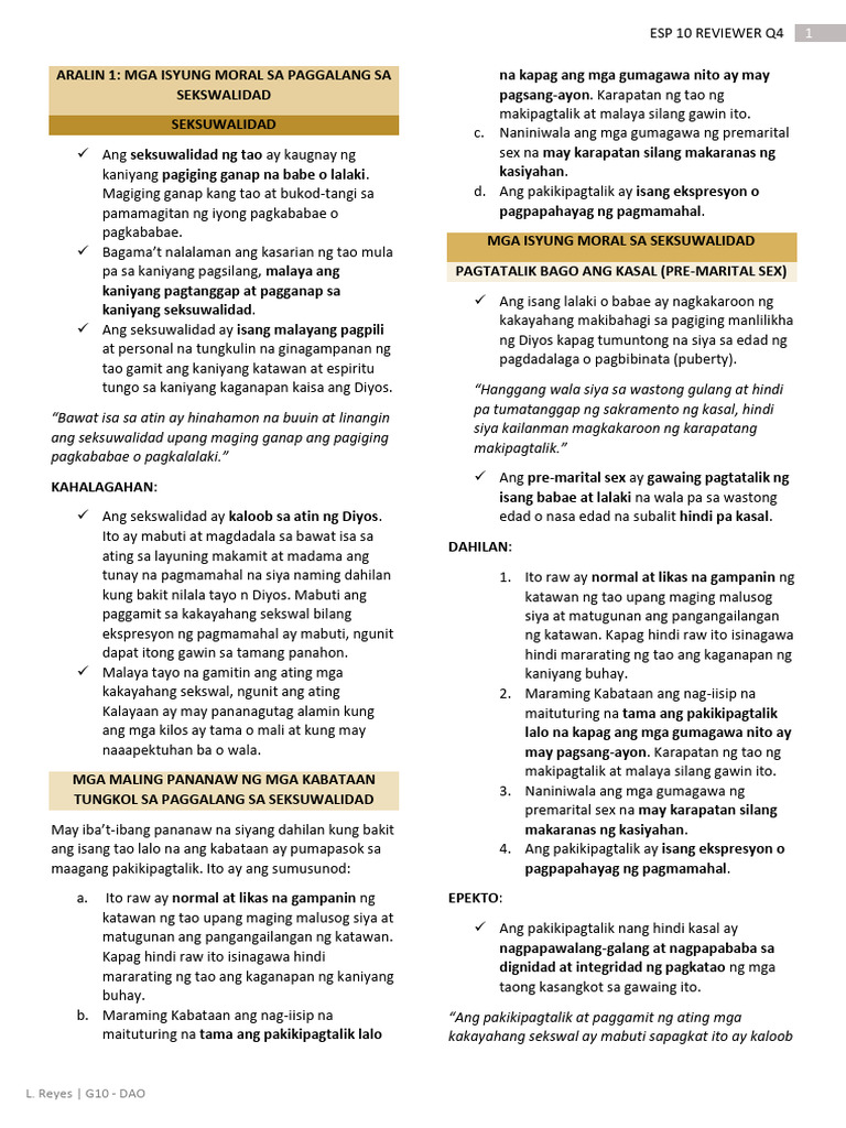 Esp Reviewer Q4 1 | PDF