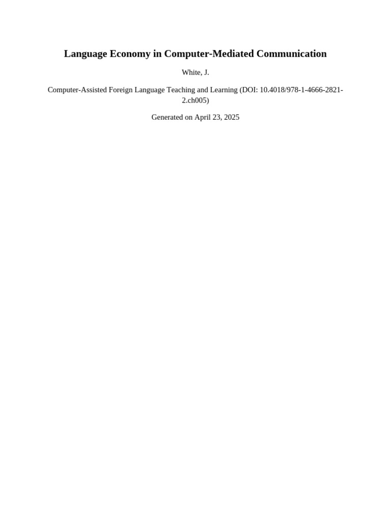 Language Economy in Computer-Mediated Communicatio | PDF