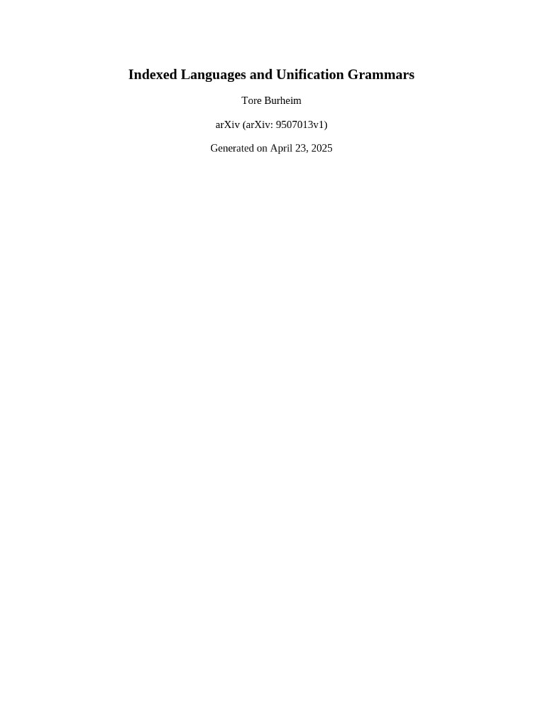 Indexed Languages and Unification Grammars | PDF | Linguistics | Grammar